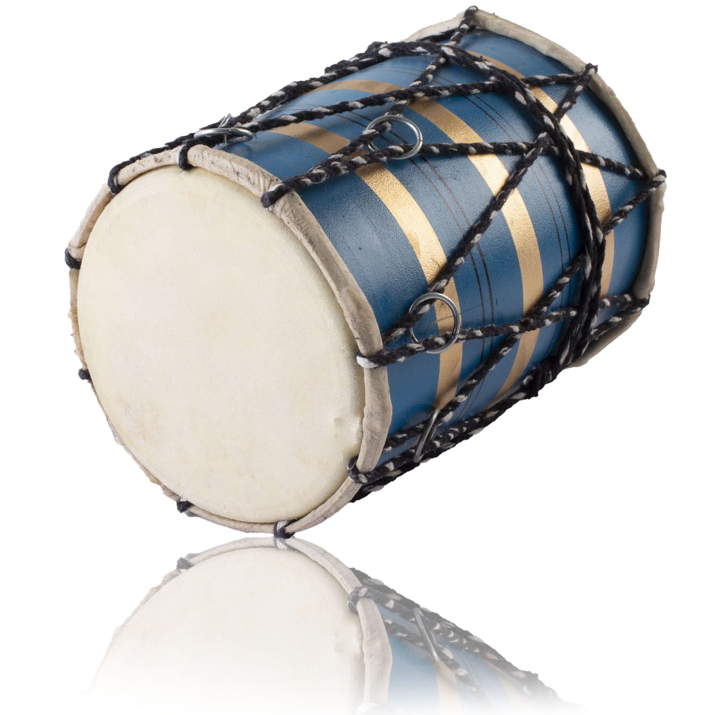 Handmade Wooden & Leather Classical Indian Folk Tabla Drum Set Hand Percussion Drums World Musical Instruments Punjabi Dhol Dholak Dholki 8 x 6 Inches Fun Birthday Housewarming Gift Ideas