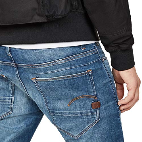 G-Star Raw Men's D-Staq 5-Pocket Slim Fit Jeans, Medium Indigo Aged, 32W x 32L