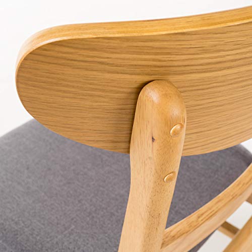 Christopher Knight Home Heather Mid-Century Modern Dining Chairs (Set of 4), Dark Gray, Natural Oak