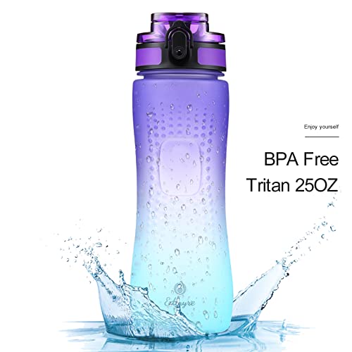 Edmyre 25OZ Motivational Water Bottle with Time Marker, BPA Free Leakproof Tritan Water Jug, Purple/Blue Gradient color 0.2 Gallon Water Bottles