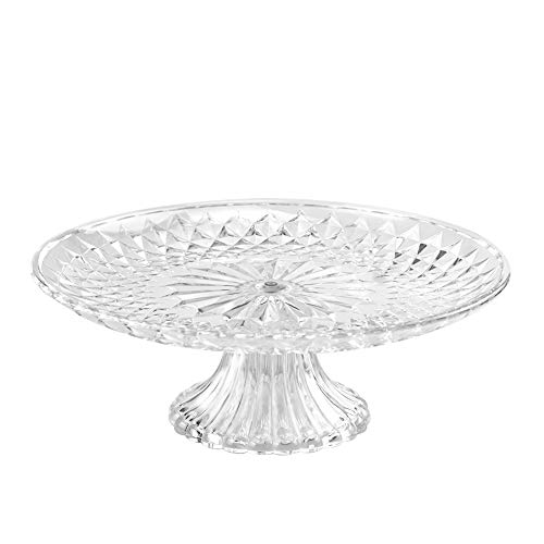 Cake Stand Dessert Display Pedestal - 12” Large Round Plastic Cake Stands Set of 2 - Table Cupcake Holder with Base - Clear Crystal Cake Plate Server Platter Serving Tray for Wedding Birthday Party