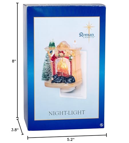 Sleeping Winter Bear by Fireplace 6 x 4 Inch Plastic Swivel Base Wall Plug In Night Light