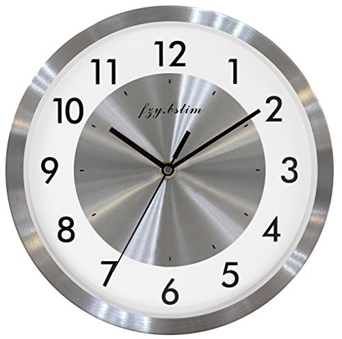 Fzy.bstim Non Ticking Silent Wall Clock Decorative,Analog Metal Wall Clock Battery Operated,Bedroom/Living Room/Office/Kitchen Clock,10 Inch