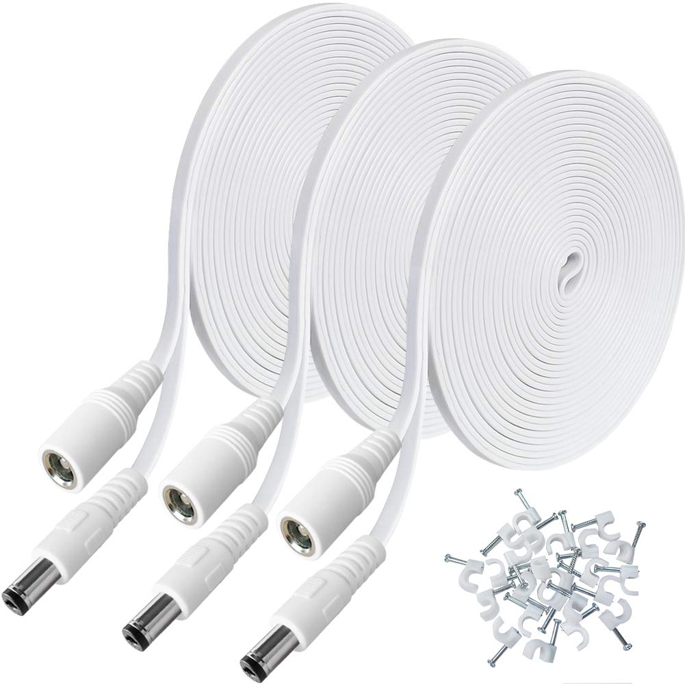 SIOCENć3-Pack 20ft DC Power Extension Cable,5.5mm x 2.1mm 12v Extension Cord Security Camera Power Cable Male to Female for CCTV IP Indoor Camera Dvr Standalone LED Strip,Supply Adapter