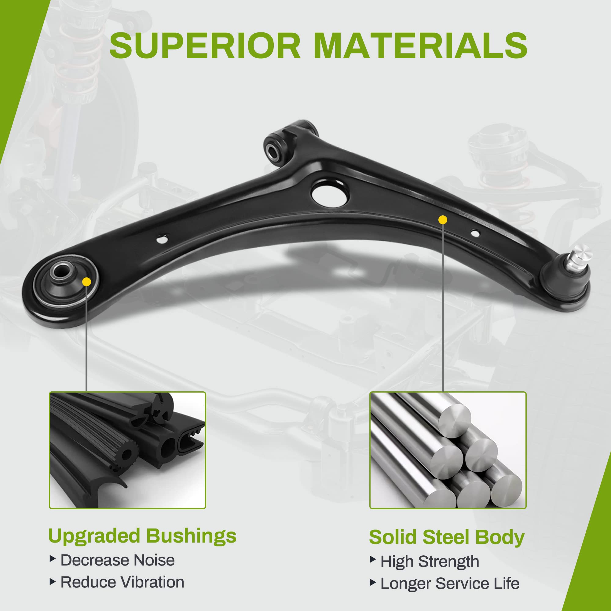 AUTOSAVER88 -Front Lower Control Arm Kit Compatible with 2007-2012 Dodge Caliber, 2007-2017 Jeep Compass/Patriot -8pcs Front Suspension Kit
