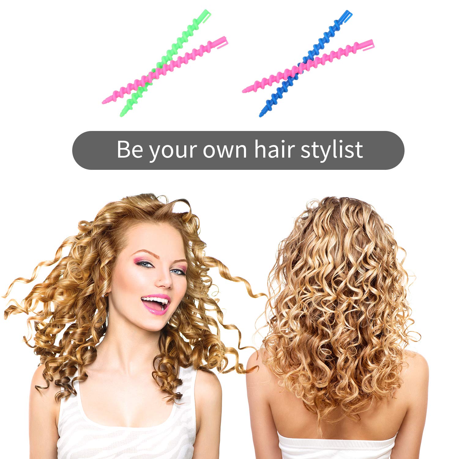 WILLBOND 100 Pcs Spiral Perm Rods Heatless Curls Overnight for Hair Rollers Curlers Plastic Spiral Curl Rods Perm Wave Curlers Kit for Long Hair Women Styling Hairdressing Salon Tool