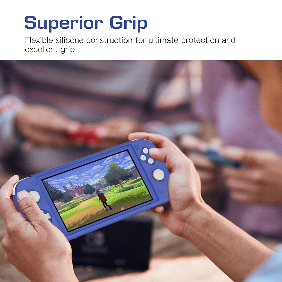 MoKo Protective Case for Switch Lite, Silicone case Protective Rubber Cover Case, Shock-Absorption Anti-Scratch Non-Slip Case Compatible with Switch Lite Console - Blue