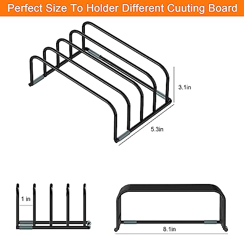 Cutting Board Organizer 2 Pack, Compact Chopping Board Storage Rack for Cabinet, Kitchen Countertop Pan Pot Lids Stand Holder Organizer for Baking Sheets, Flat Plate (1.0 Inch Width Slots)