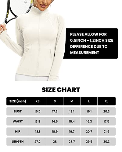 AVGO Women's Running Track Jacket Lightweight Athletic Slim Fit Track Jacket Gym Top Workout Clothes 2024(Lvory White, L)