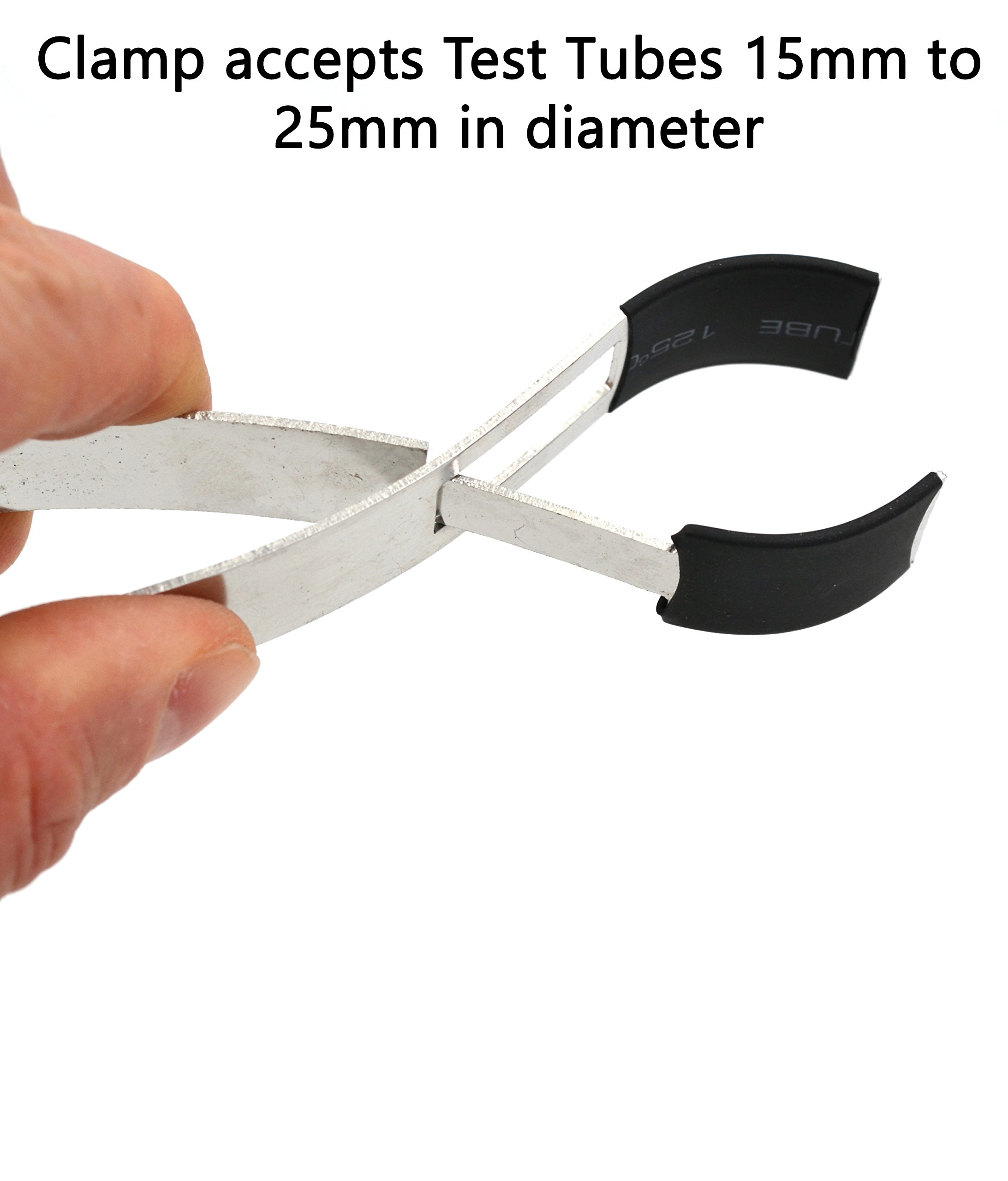 EISCO Economical Stainless Steel Spring Clip Test Tube Holder with Wooden Handle