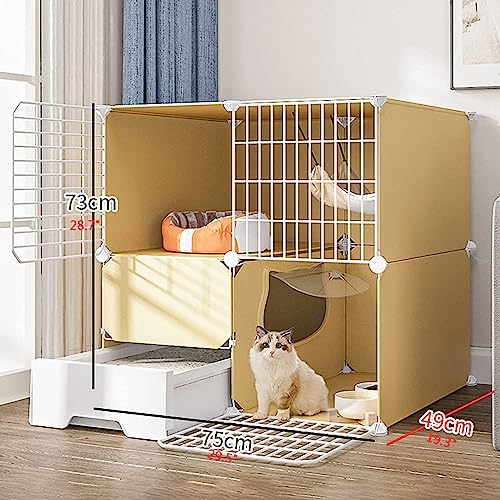 Cat Cage - Chinchilla Cage Rabbit cage Indoor Large with Litter Box DIY Cat Playpen Detachable Metal Wire Kitten Kennels Crate Small Animal Cage for Pet (Size : 75 * 49 * 73cm)