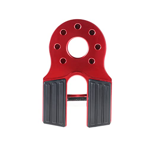 BTSHUB Winch Shackle, Flat Towing Hook Mount with Iron Pin & Rubber Guard, Universal Fit for Tow Haul Truck, ATV UTV Winch Lines Winch Hook(Red)