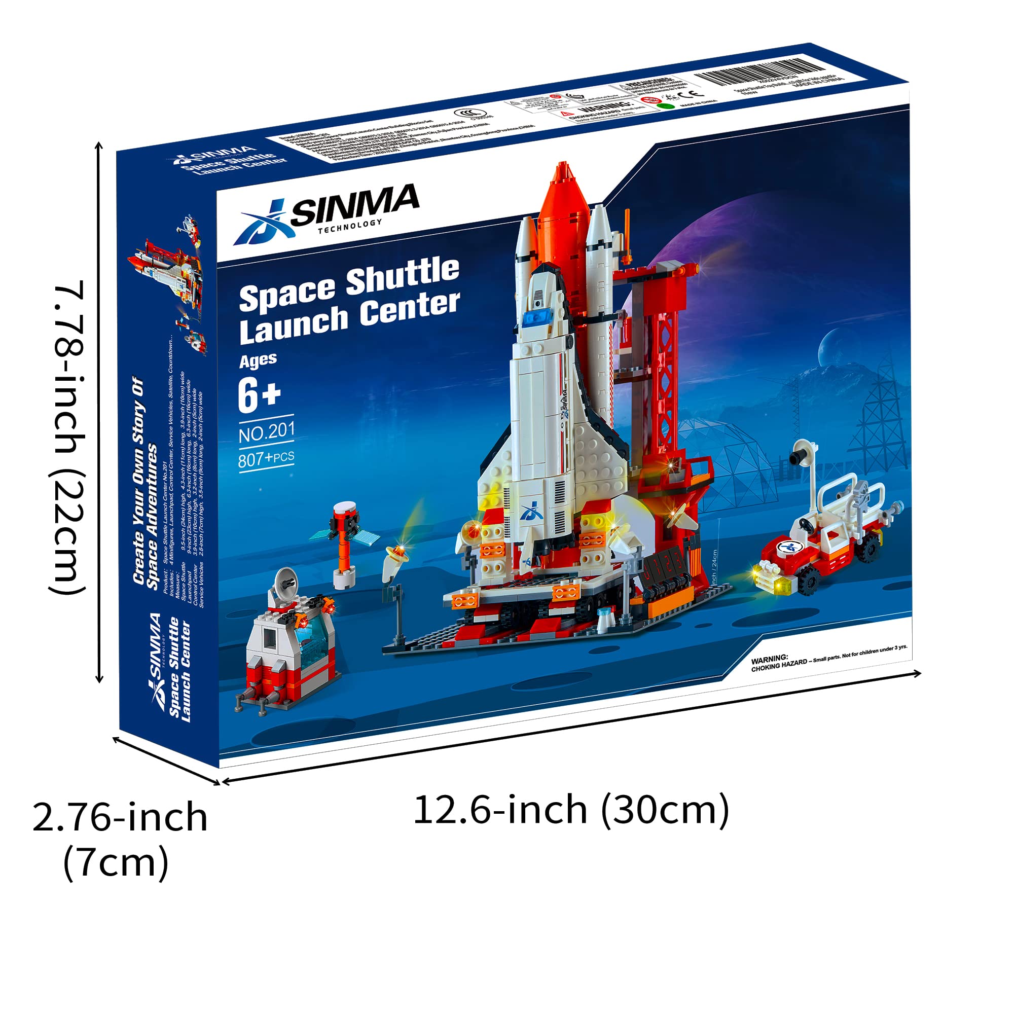 JSINMA City Space Shuttle Toys Building Sets with Astronaut Minifigures&Control Tower Building Kit Space Exploration Rocket Toy STEM Creative & Educational Gift for 6-12 Years Old Boys Girls (807 Pcs)