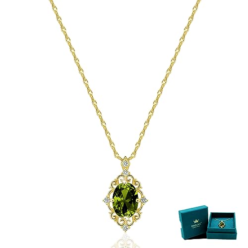 DAZLIME Birthstone Gold Necklace for Women,crystal necklace,Delicate Handmade Vintage Gold Plated pendant necklace, Personalized Jewelry Gifts for Women, Friend, Lover, Mother, Grandmother