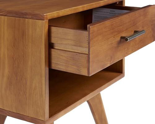 Camaflexi Mid Century Modern One Drawer Nightstand, Castanho