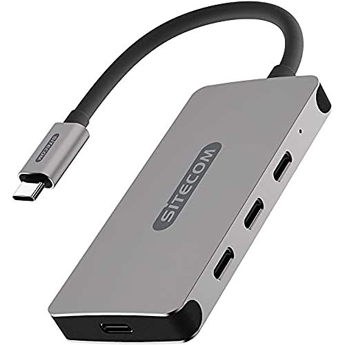 Sitecom CN-386 USB-C Hub 4 Port | USB-C Male to 3X USB-C 3.1 + 1x USB-C Female Power Delivery Ports - Aluminum Hub