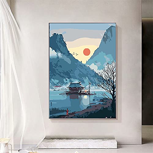 FILASLFT Landscape, Japanese Paint by Numbers for Adults Beginner, Lake, Home Wall Decor16x20 Inch