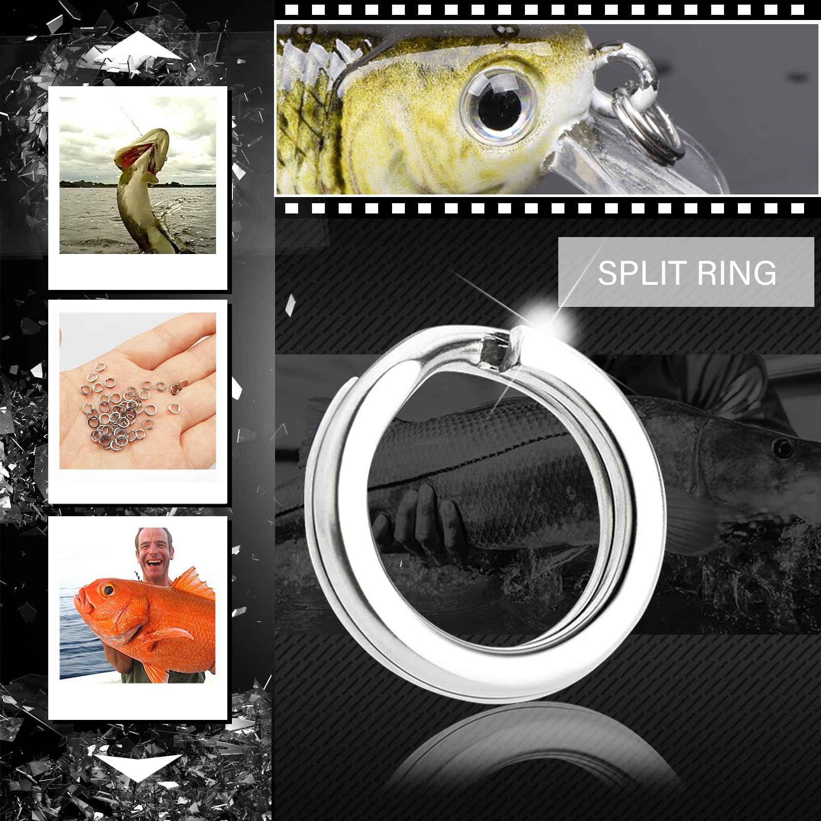 Atibin Swivel Steel Split Ring Fishing Stainless Connector Fishing Rings Snap High Strength Split Ring Saltwater 100pcs 50lbs