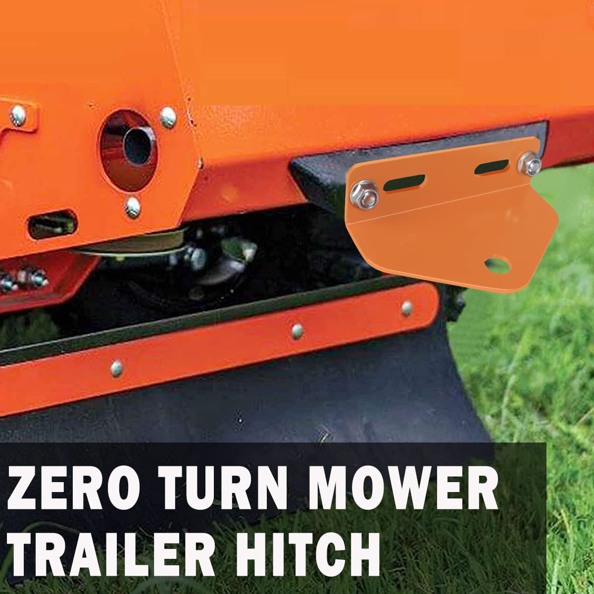 EilxMag Universal Heavy Duty Zero Turn Mower Trailer Hitch - 3/4'' Trailer Hitch Mount - 3/16 Inch Thick and Rugged Steel with 4 Nuts and Bolts (2PCS, Orange)