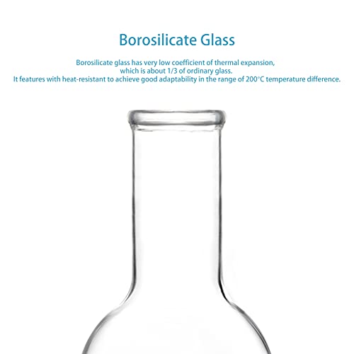StonyLab Glass 100 ml Long Neck Round Bottom Flask, Borosilicate Glass Heavy Wall Round Bottom Boiling Flask RBF with Long Neck, 100ml