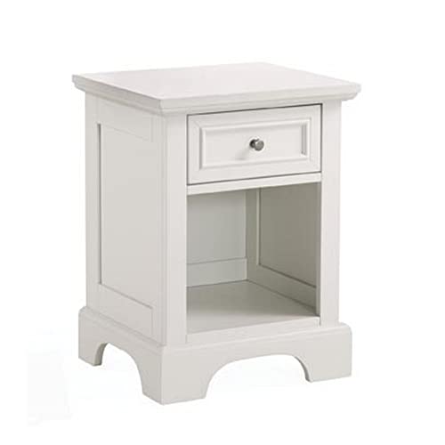 Home Styles Naples White Nightstand with Drawer, Mahogany Hardwood Solids and Engineered Woods, and Open Storage Space