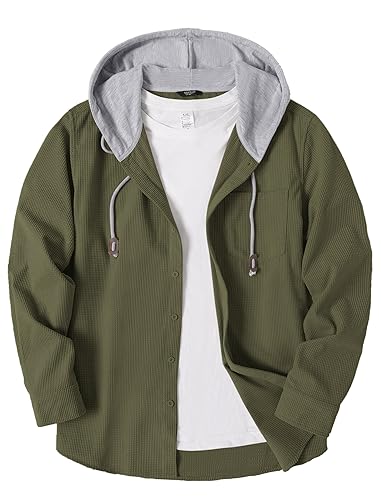COOFANDY Mens Long Sleeve Button Up Shirt Shacket Fashion Corduroy Shirt Jacket Winter Work Shirts