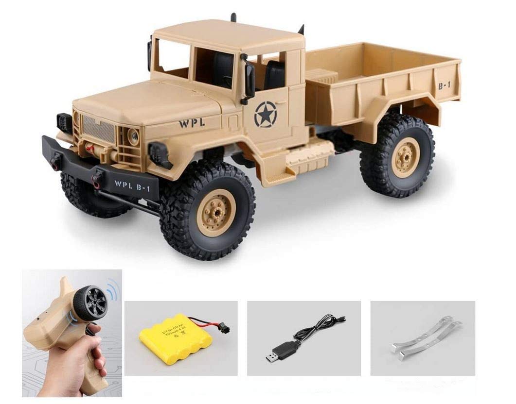 Graces Dawn Remote Control Car, Terrain RC Cars, Electric Remote Control Off Road Military Truck, 1/16 2.4G 4WD Off-Road RC Military Truck Rock Crawler Army Car (Yellow)