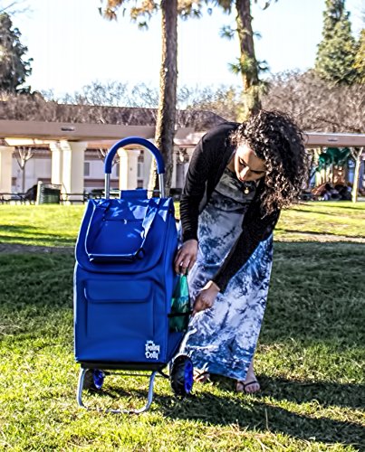 dbest products Trolley Dolly, Blue Foldable Shopping cart for Groceries with Wheels and Removable Bag and Rolling Personal Handtruck, Standard