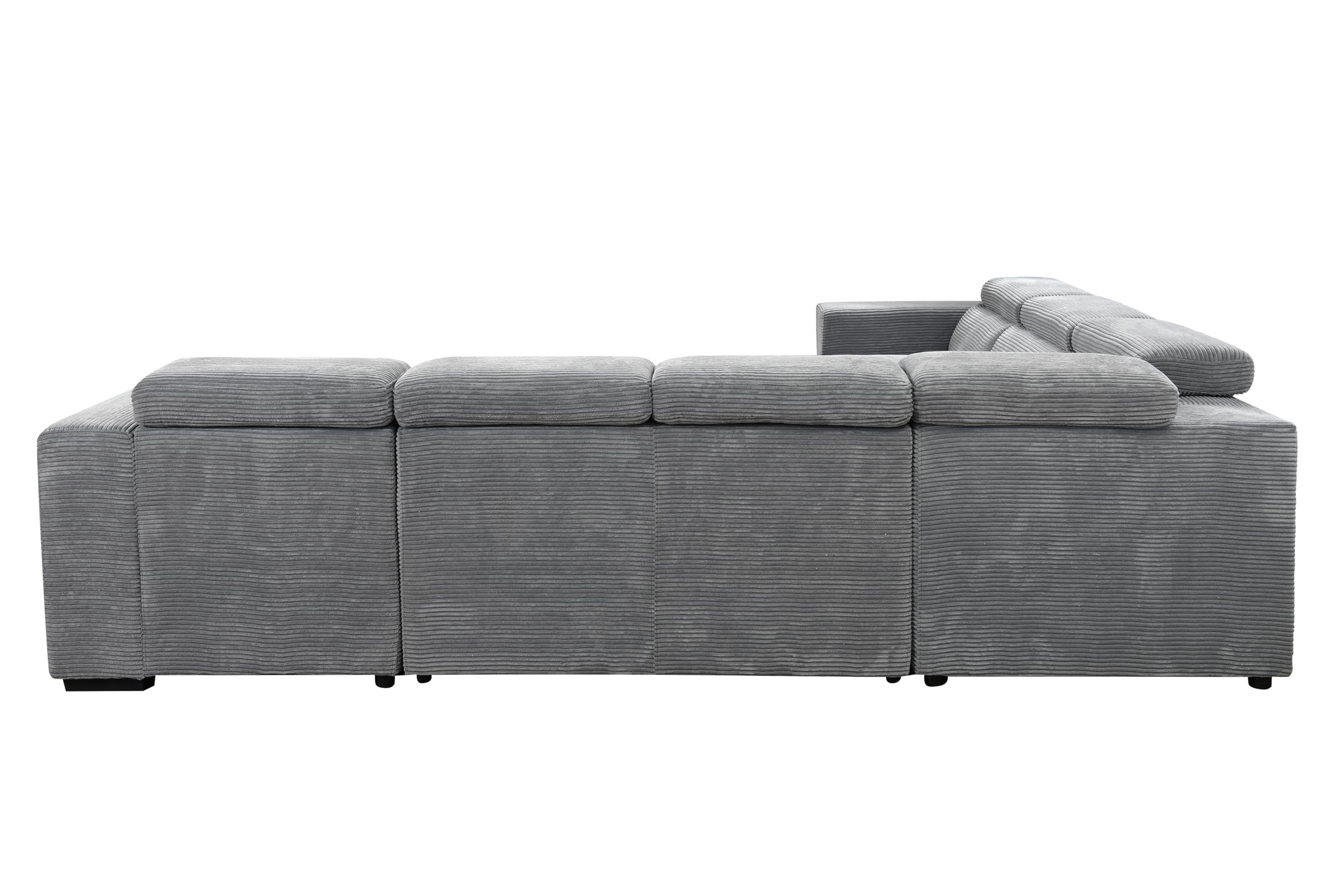 THSUPER 146'' Oversized Sectional Sleeper Sofa with Chaise Lounge and 2 Pull-Out Bed, 7-Seater U-Shaped Sectional Couches with Cuddler and 2 Cup Holders for Living Room - Belfast Fabric Dark Grey