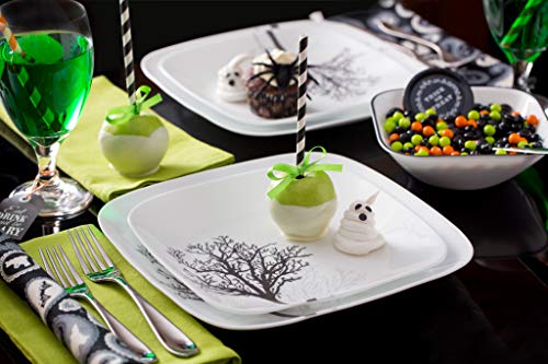 Corelle Vitrelle 18-Piece Service for 6 Dinnerware Set, Triple Layer Glass and Chip Resistant, Lightweight Square Plates and Bowls Set, Timber Shadows