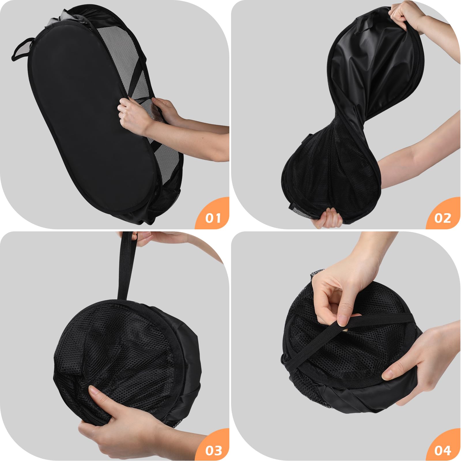 WD&CD 2Pcs Pop-Up Laundry Hampers Foldable Mesh Washing Laundry Basket Collapsible Mesh Dirty Clothes Hamper Toy Tidy Storage Organizer Horizontal, Gray