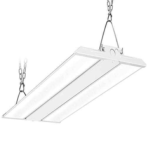 CINOTON 300W LED Linear High Bay Shop Light, 4FT 39000LM 130LM/W LED Shop Light, 5000K Daylight Garage Light, 120-277VAC, 0-10V Dim, UL&DLC Listed Linear Hanging Light for Warehouse Workshop 1 Pack