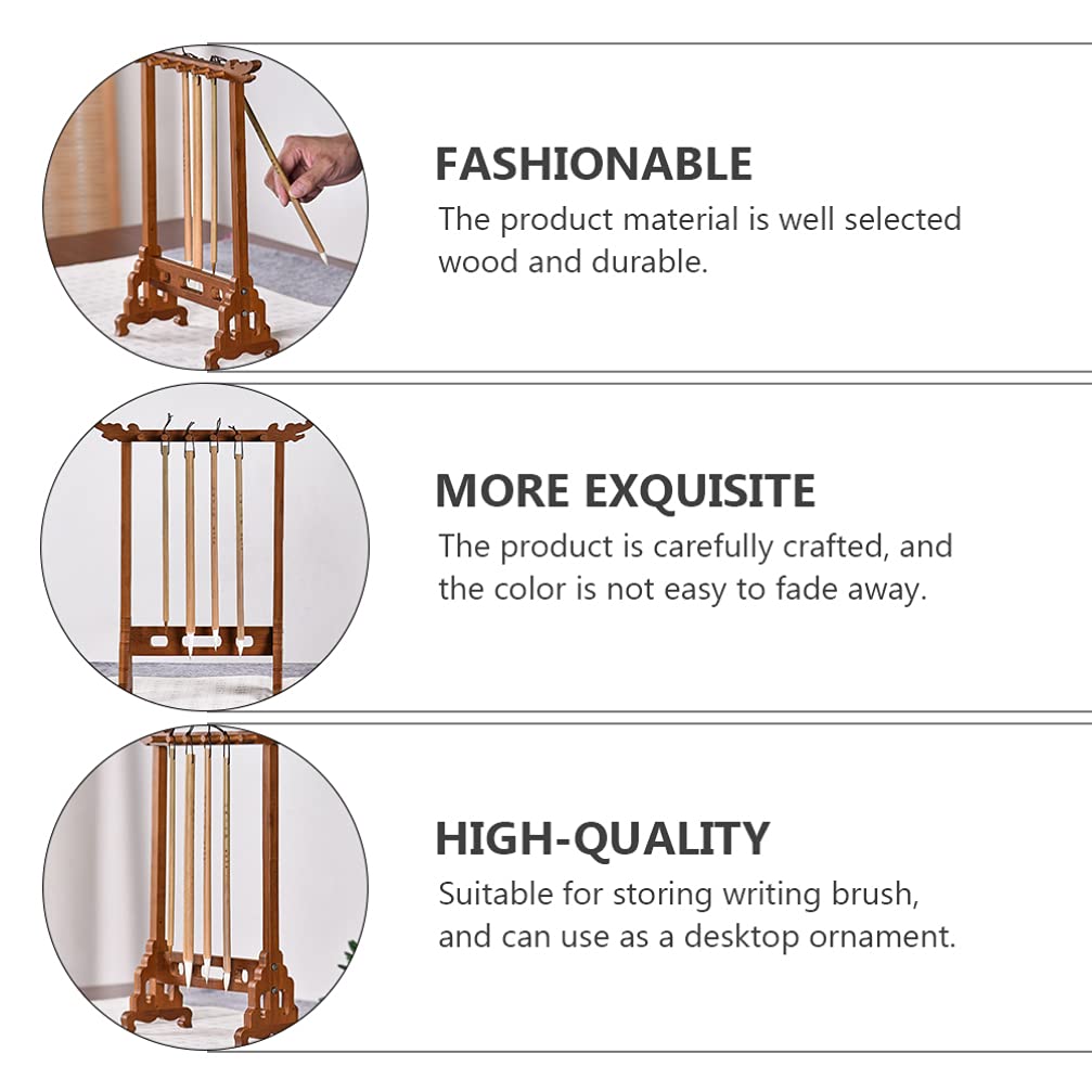 Cabilock 1 pcs Vintage Simple Bamboo Brush Hanging Pen Holder Creative Pen Rest for Students (Dragon Bamboo Brush Hanging)