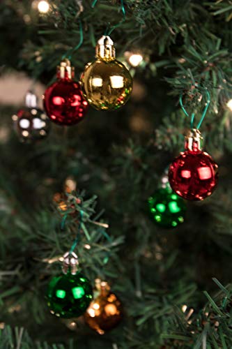 Clever Creations Shatterproof Christmas Ornaments Small 25mm Red, Green, Gold, Silver, Brown Christmas Décor | 25 Pack Set Perfect for Christmas Decorations