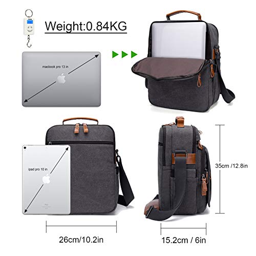 ESTARER Mens Messenger 13.3 inch Laptop Bag, Water-resistant Canvas Computer Briefcase Satchel Work Shoulder Bag Purse