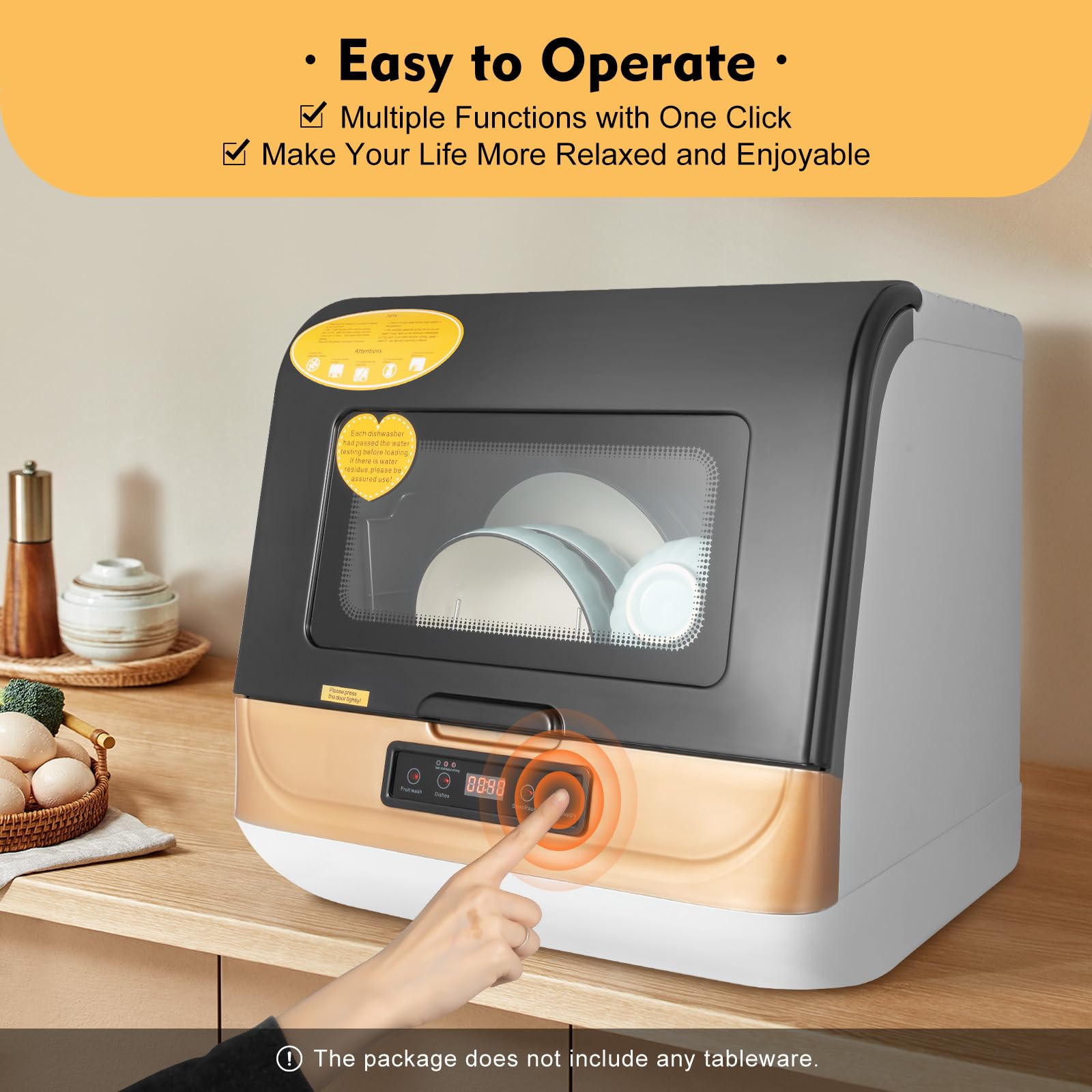 INPAITOO Portable Dishwasher Countertop, Compact Dishwashers 3-in-1 Countertop Dishwashers, No Hookup Needed 360° Dual Spray with Air-Dry Function, Mini Dishwasher for RVs, Apartments