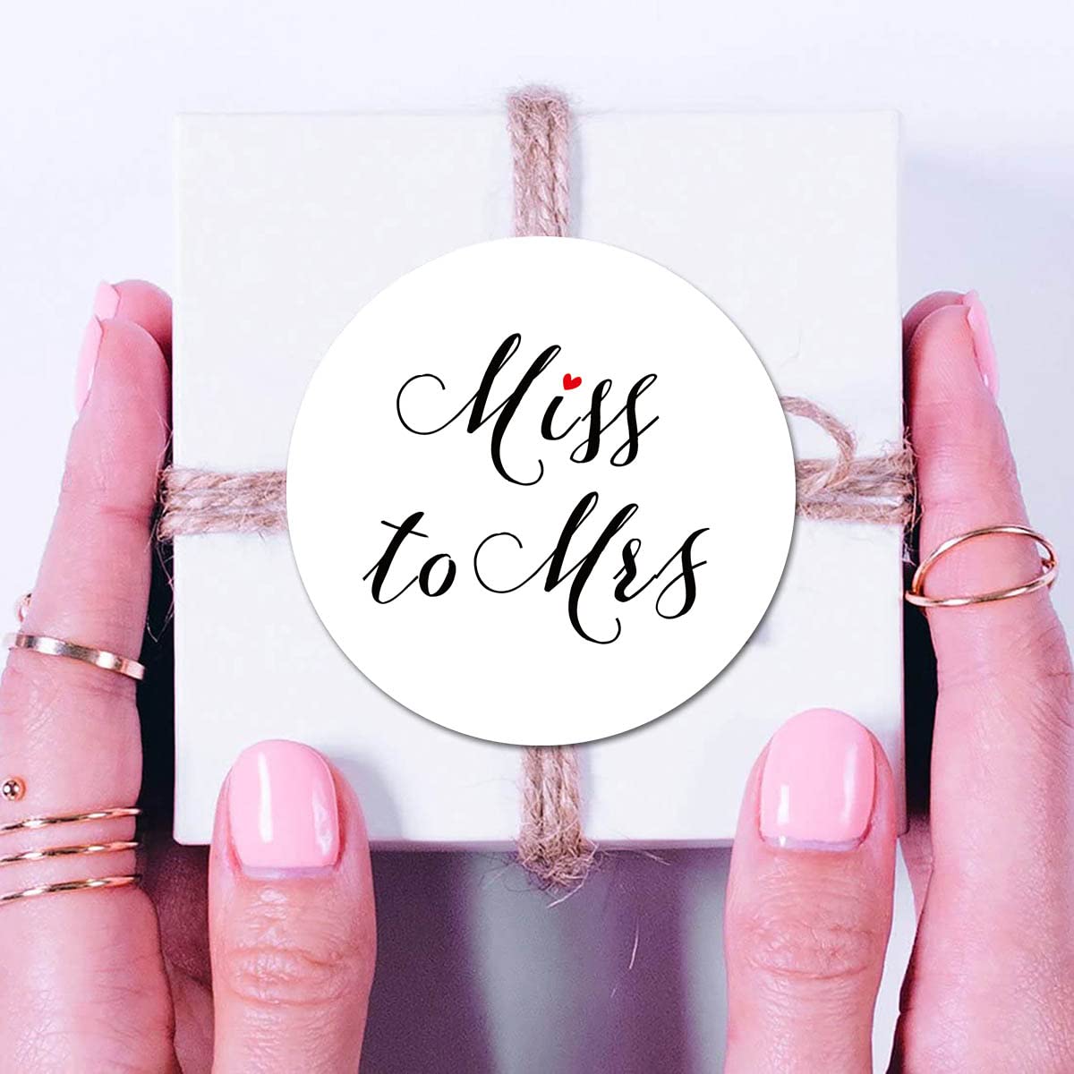 Miss to Mrs Stickers, 2inch Wedding Bridal Shower Bachelorette Party Favor Labels 40-Pack