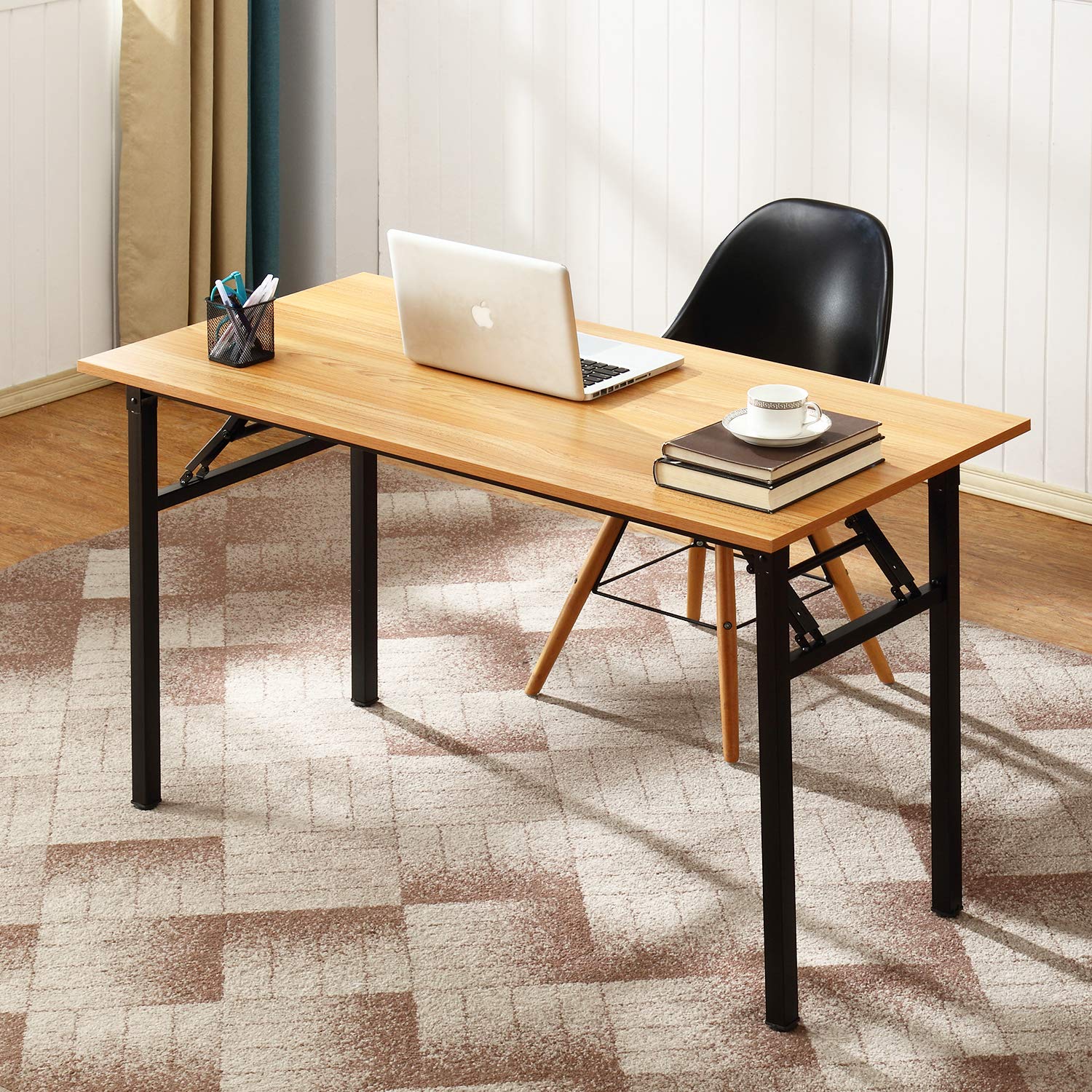 Computer Desk,47" Modern Simple Style Folding Tables,Home Office Writing Desk, Space Saving Foldable Table, No Install Needed