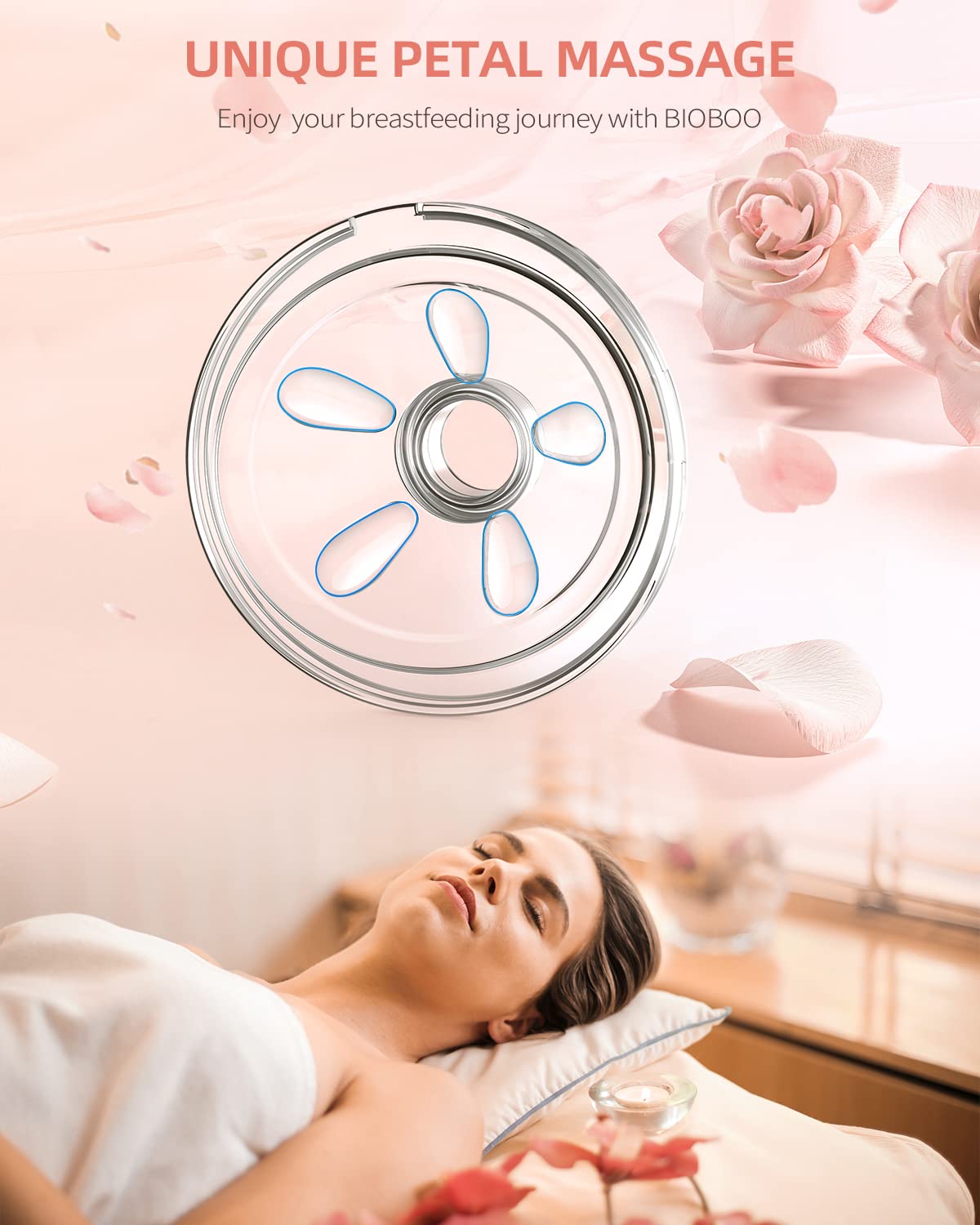 BIOBOO Hands Free Breast Pump, Wearable Breast Pump with Silicone Massage Petal Function, Portable Electric Breast Pump 2 Packs - White