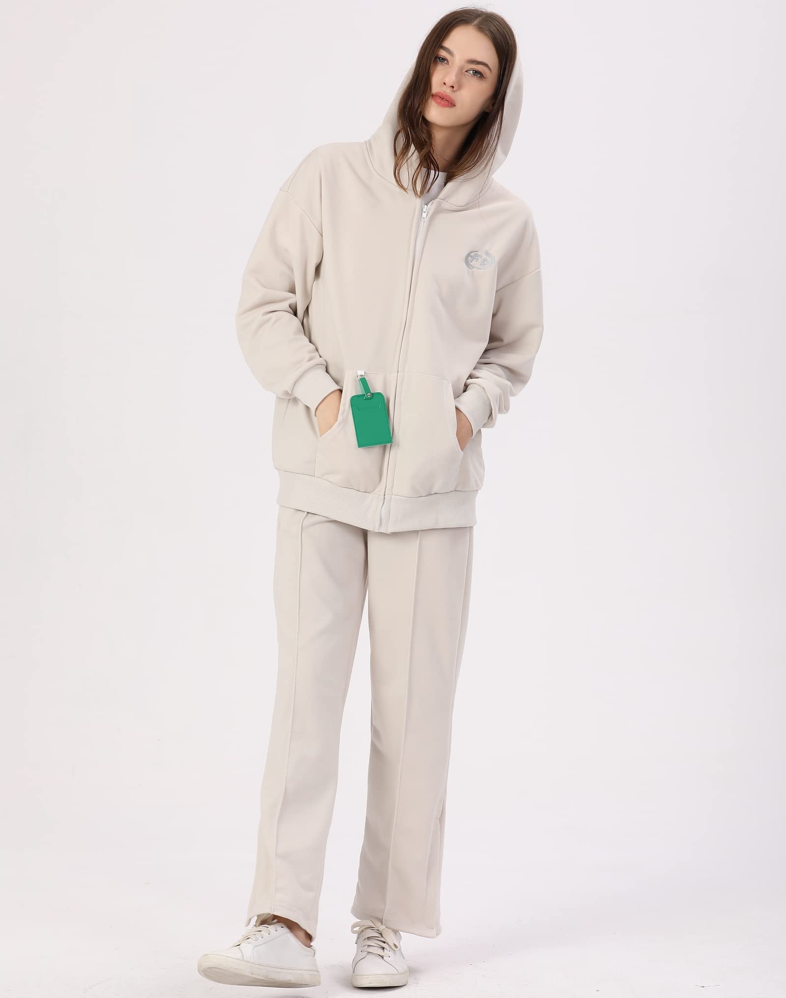 Arynna Sweatsuits for Women Set 2 Piece Outfits Long Sleeve Hooded Jacket and Jogger Pants Tracksuit