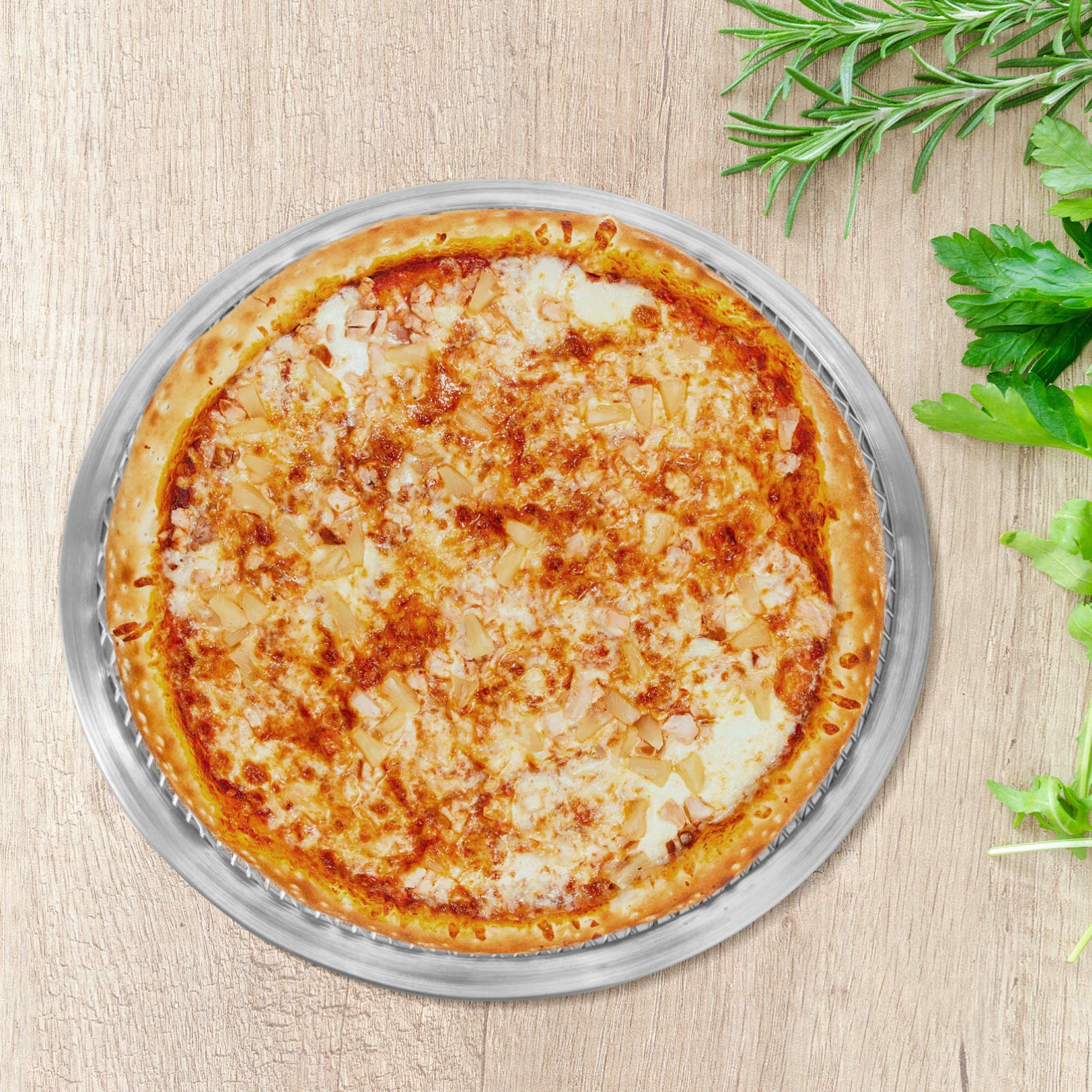 BESTonZON Pizza Pan, 16 Inch Pizza Tray with Holes, Seamless Aluminum Pizza Screen, Non Stick Mesh Net Baking Tray Cookware Kitchen Tool For Oven, BBQ, Kitchen Restaurant