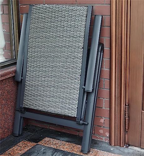 Homey Folding Patio Chairs, No Assemble Chair with Aluminum Frame Adjustable Backrest for Outdoor Camping, Porch, Balcony Portable Chairs, Set of 2 (Gray)