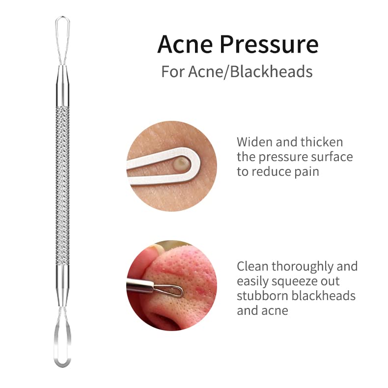 Blackhead Remover Tools,2024 Newest 10 PCS Acne Needles,GERY Whitehead removal Extractor tools,Pimple Popper Tool Kit, Professional Stainless Pimple Acne Blemish Removal Tools Set with Leather package