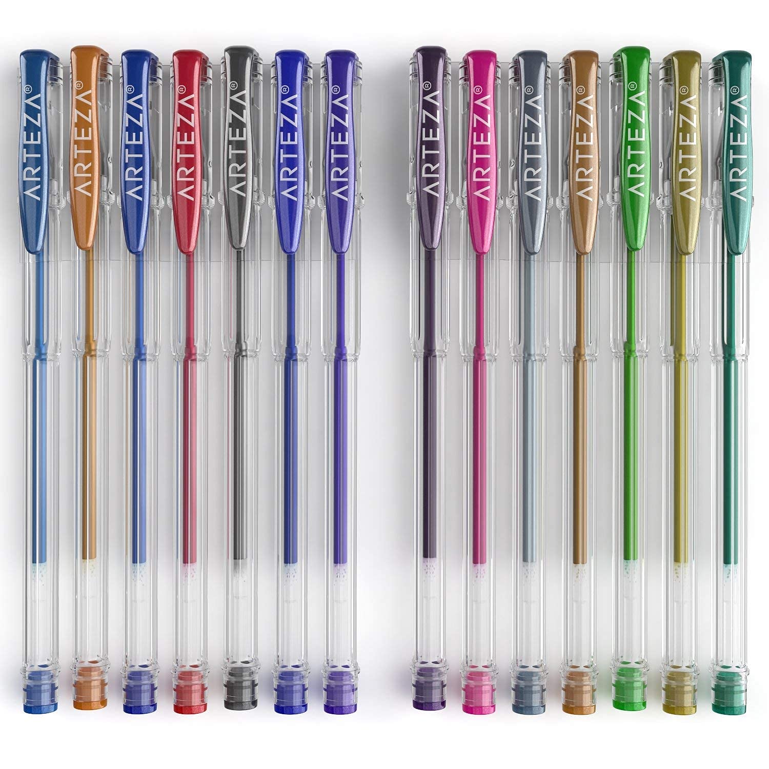 ARTEZA Glitter and Metallic Gel Pens Bundle, Drawing Art Supplies for Artist, Hobby Painters & Beginners