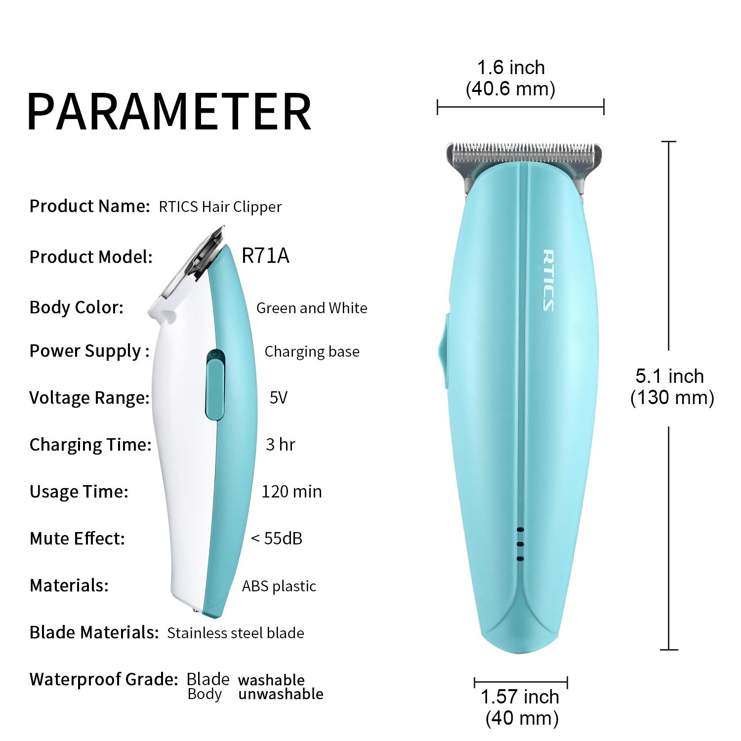 RTICS Hair Clippers for Slicked Hair, Cordless Rechargeable Safety Ceramic Blade Hair Trimmer, Low Noise Restoring Ancient Design Haircut Machine Kit for Men