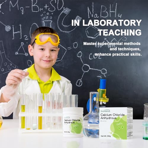 Calcium Chloride Anhydrous, 500g Lab Grade, Calcium Chloride Powder for Laboratory, Calcium Chloride for DIY Drying Agent Packet, Ideal for Snow Melter