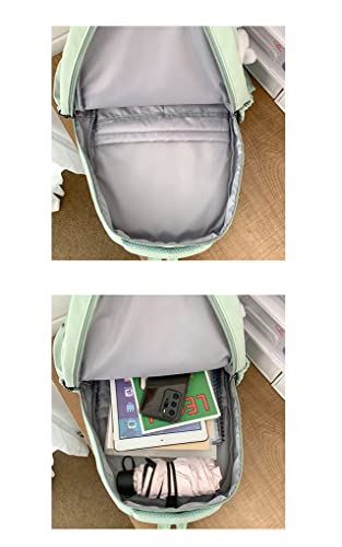 Cute Backpack Kawaii Backpack Aesthetic Supplies Cute Aesthetic Backpack for College Laptop Travel Supplies (Green)