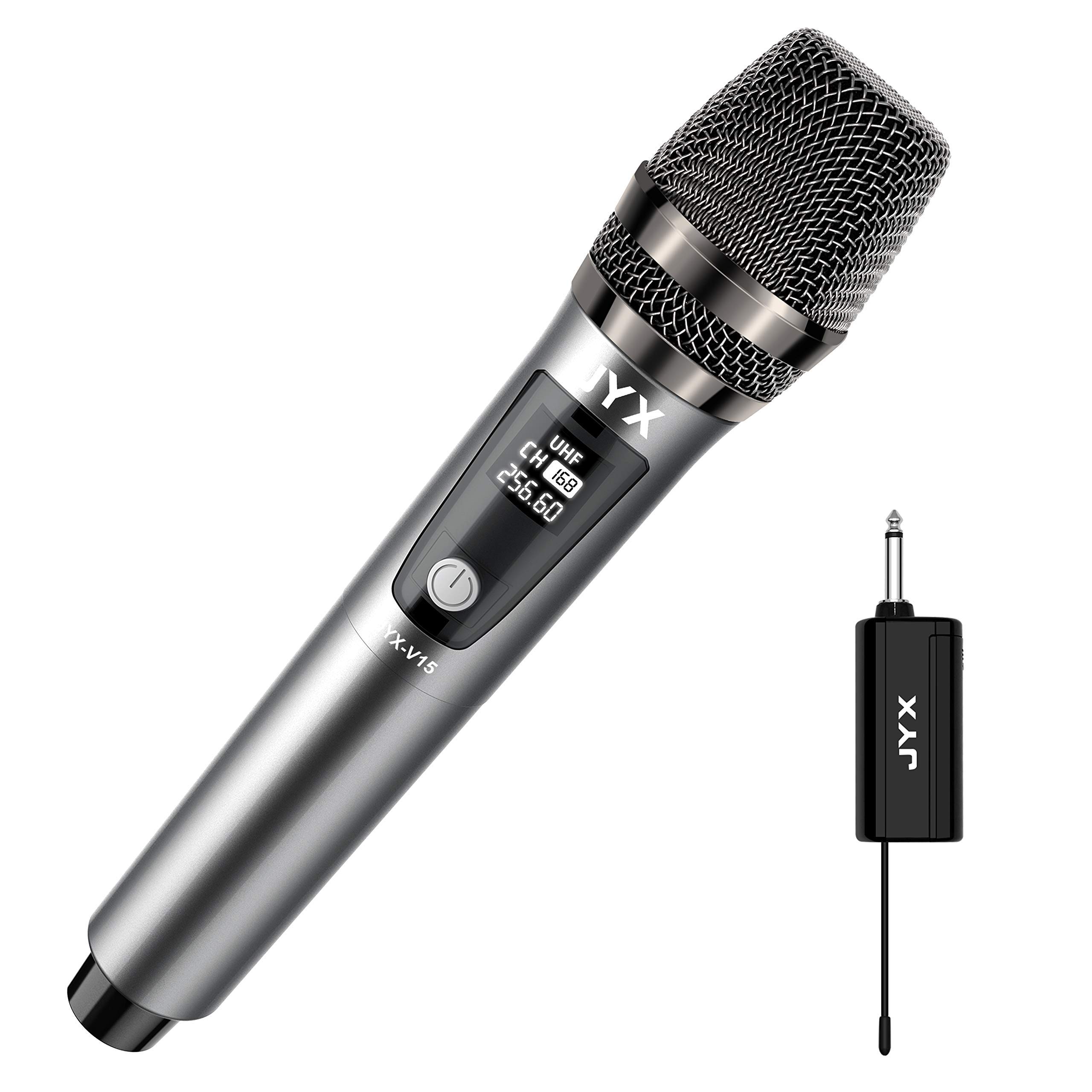 JYX Karaoke Machine with Three Wireless Microphones, Portable Bluetooth Speaker with Shoulder Strap, HD Sound PA System Support TWS, Radio, AUX In, REC, Bass&Treble for Outdoor Party/Meeting