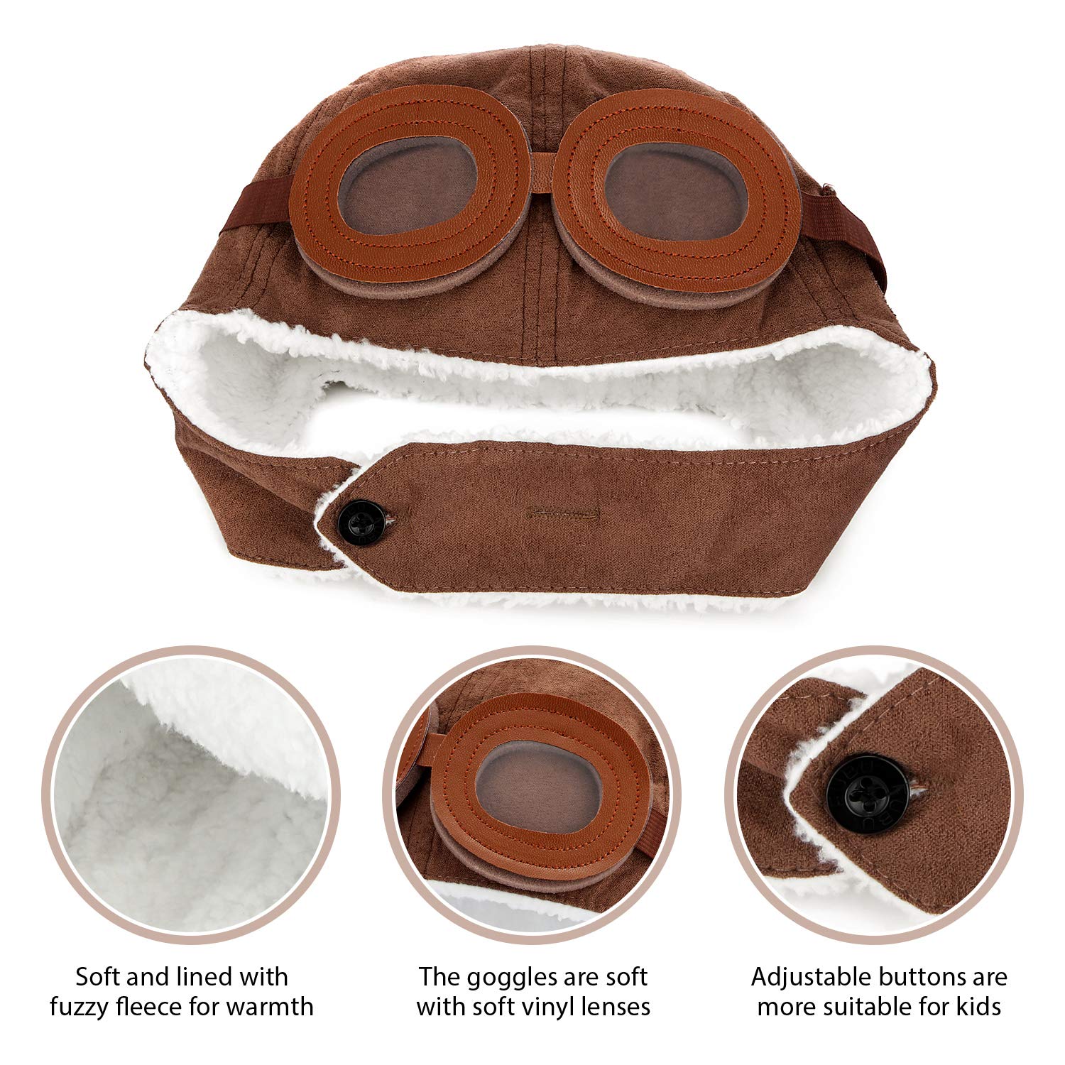 SATINIOR Hat for Kids Brown Fleece Cap with Earmuffs Warm Winter Cap for Kids
