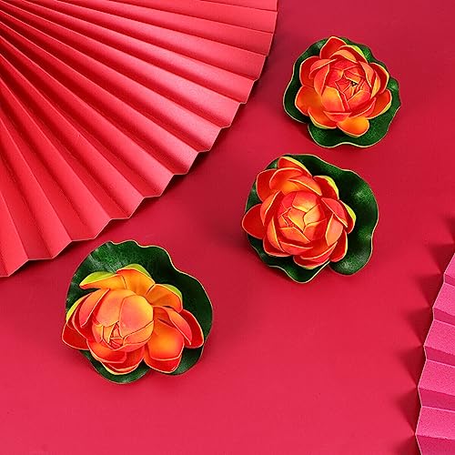 HOMSFOU Lotus Flower Artificial Floating s 6pcs Water Lily Pond Plants Decorations Realistic Water Lily Pads for Home Garden Pool Patio Aquarium Ornament Pool Lilly Pad